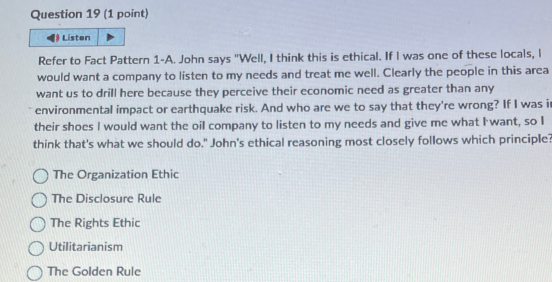 Solved Question 19 (1 ﻿point)ListenRefer to Fact Pattern | Chegg.com