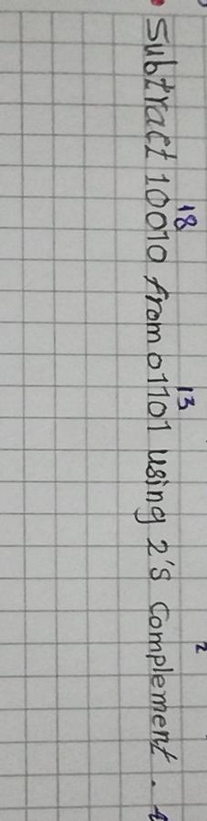 Solved Subtract 1018010 from o1101 using 2′′ complement. | Chegg.com