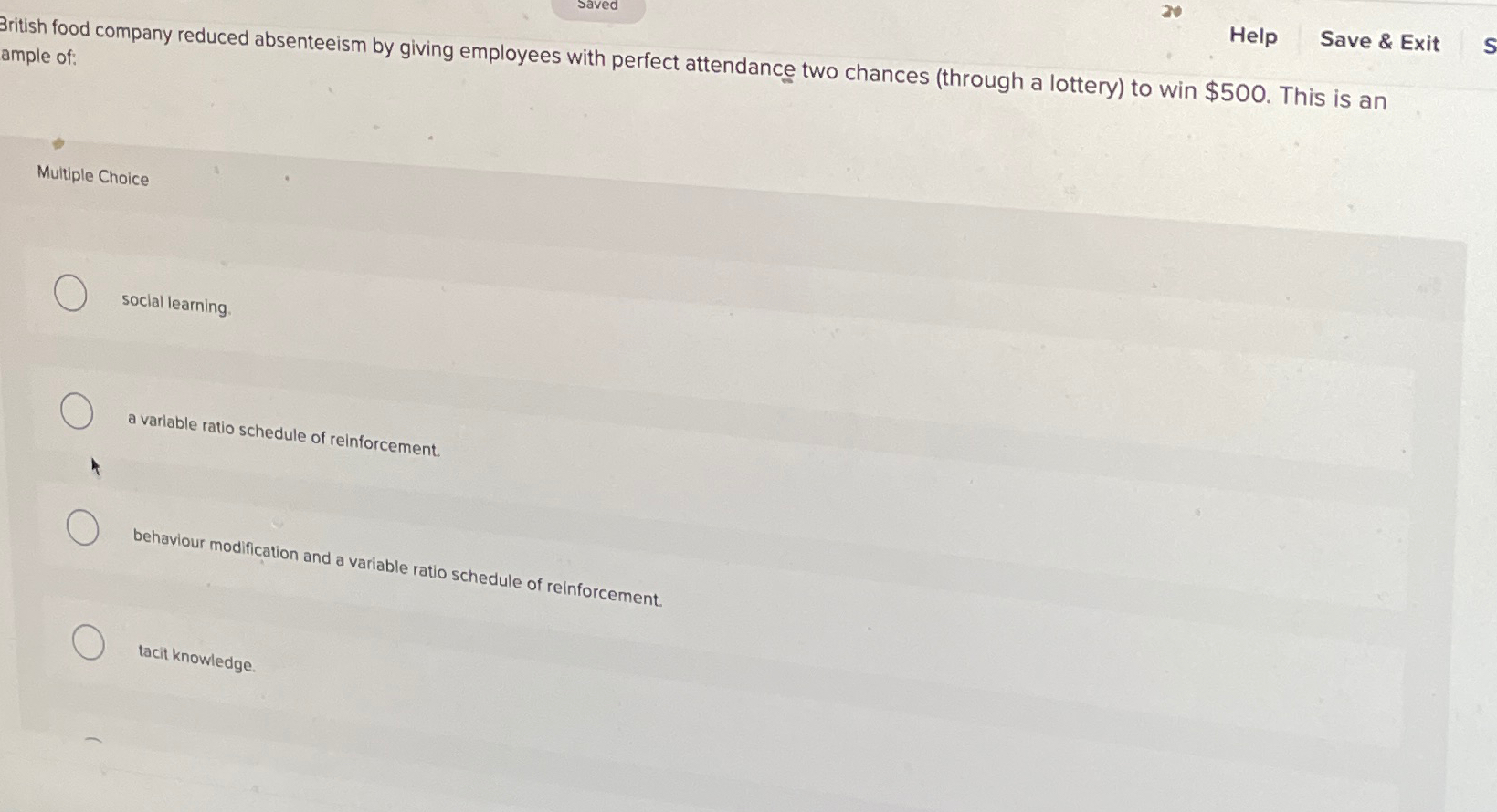 Solved SavedHelpSave & Exitample of:Multiple Choicesoclal | Chegg.com