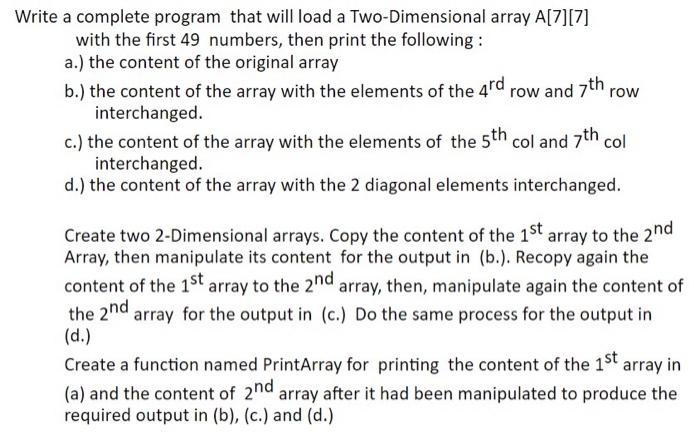 Solved Write a complete program that will load a | Chegg.com