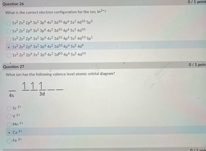 Solved 26.) What is the correct electron configuration for | Chegg.com