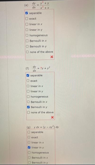 Solved (c) (x+1)dxdy=−y+5 separable exact linear in x linear | Chegg.com