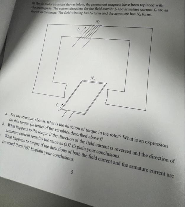 Solved Af the do motor structure shown below, the permanent | Chegg.com
