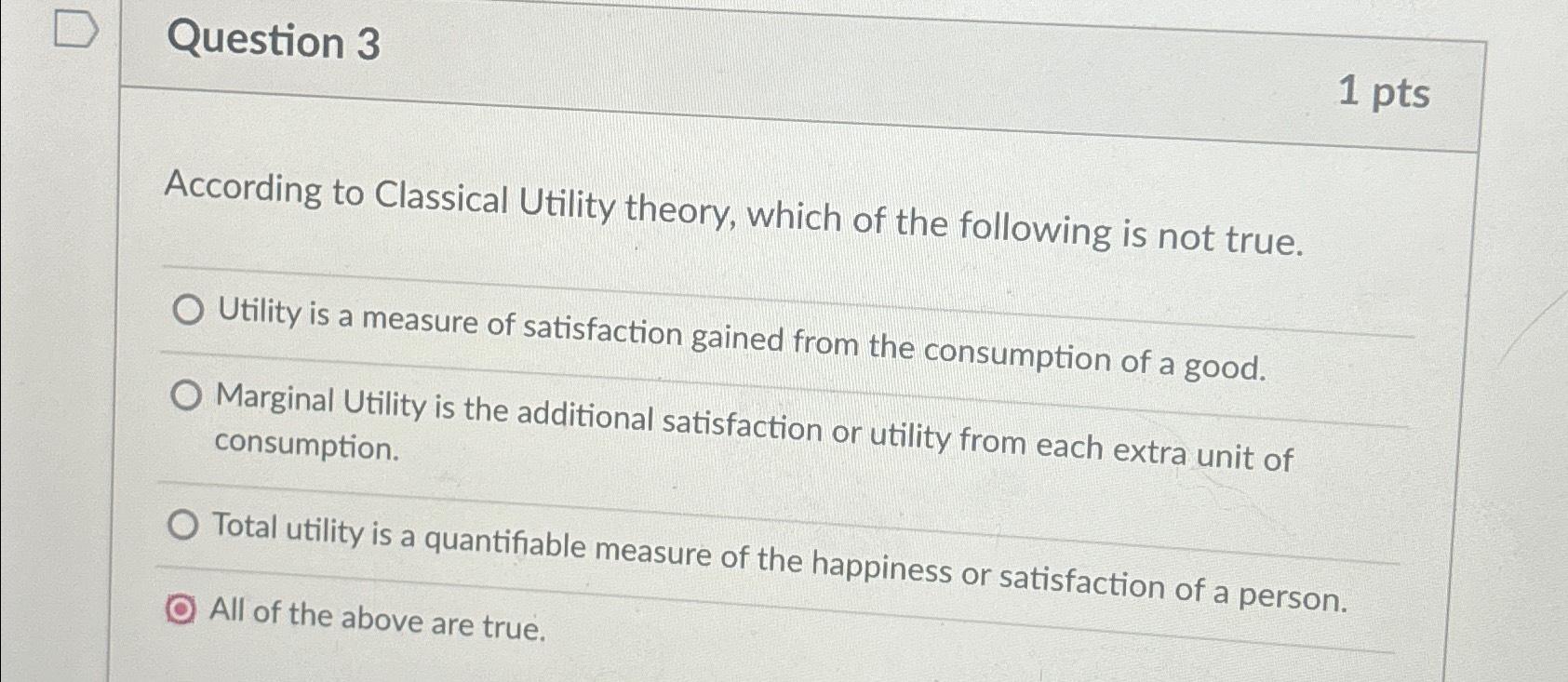 Solved Question 31 ﻿ptsAccording to Classical Utility | Chegg.com