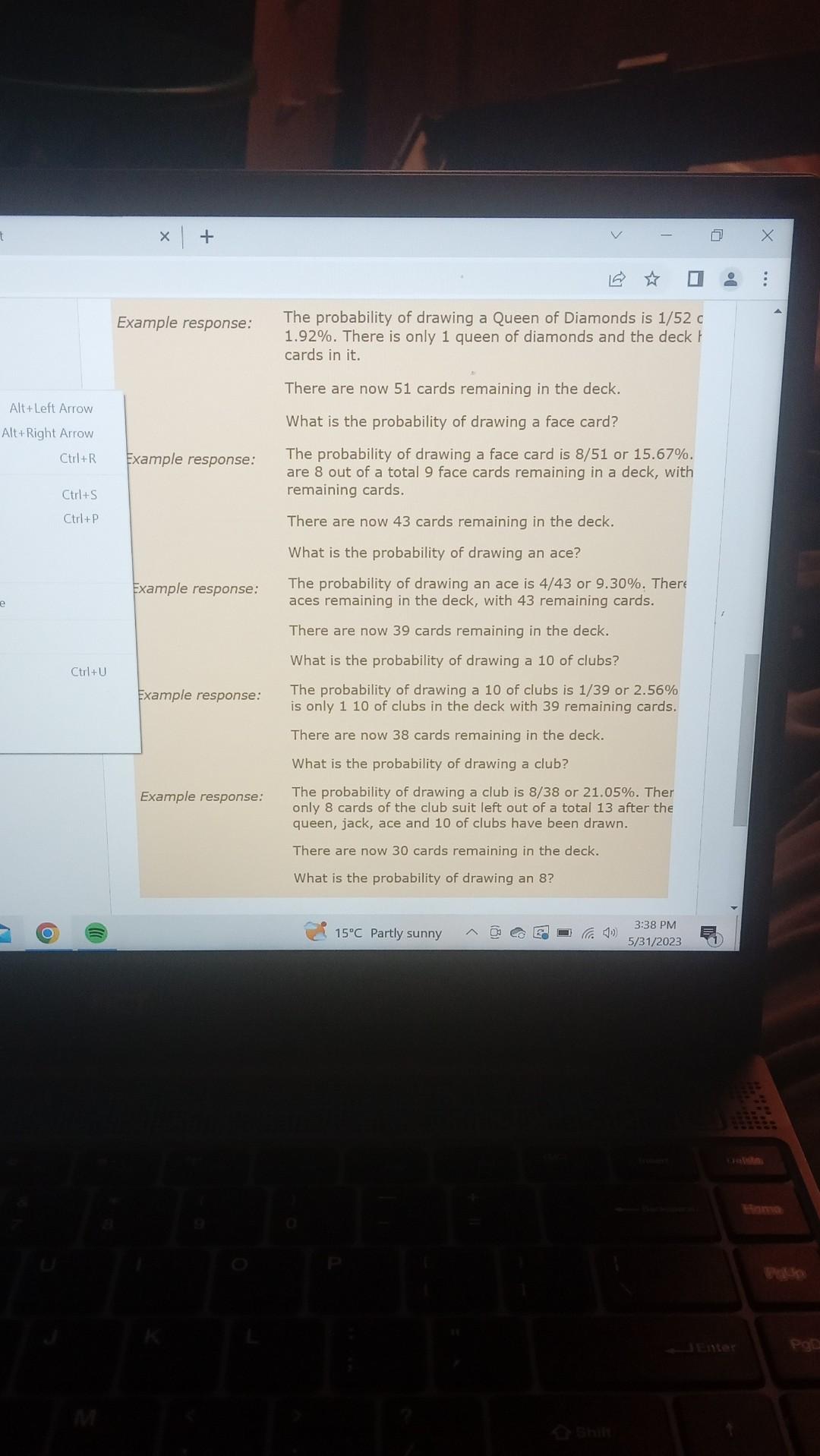 Sample Space for Choosing a Card from a Deck In this | Chegg.com
