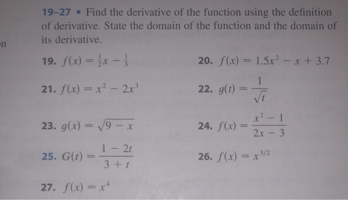 Solved 19-27 - Find the derivative of the function using the | Chegg.com