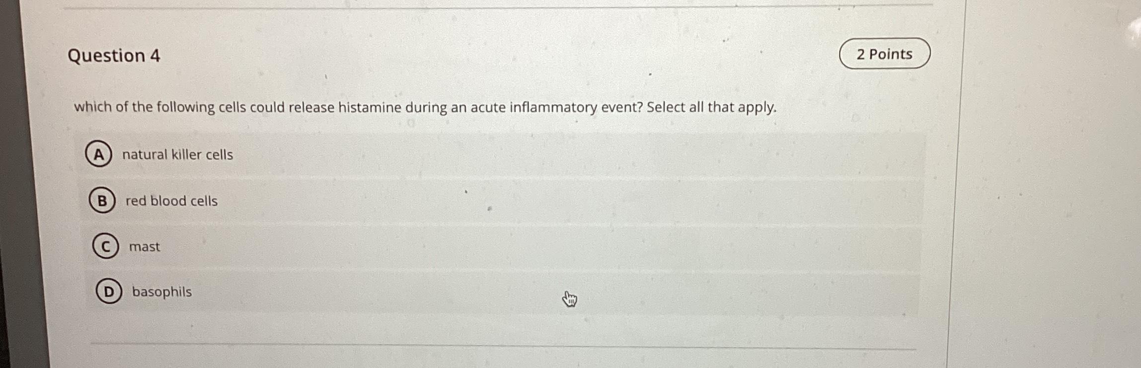 Solved Question 42 ﻿Pointswhich of the following cells could | Chegg.com