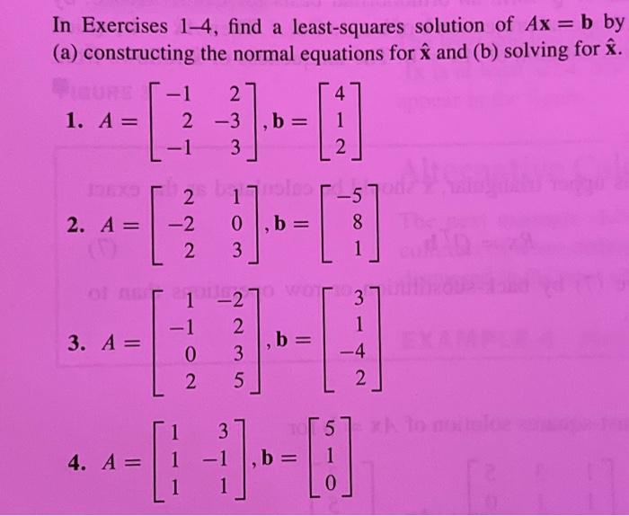 Solved In Exercises 1−4 Find A Least Squares Solution Of 0624