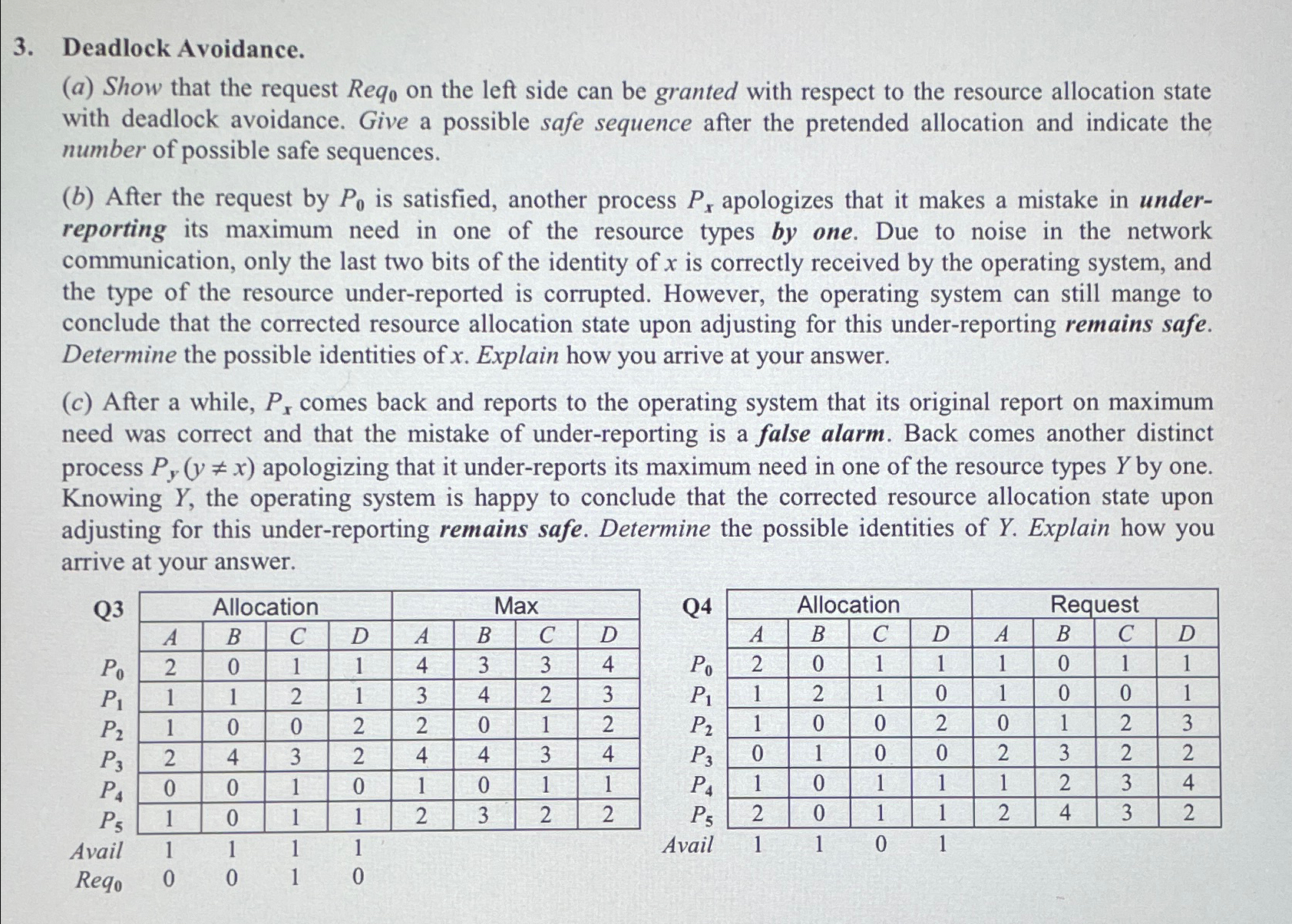 Solved Deadlock Avoidance.(a) ﻿Show that the request Req0 | Chegg.com