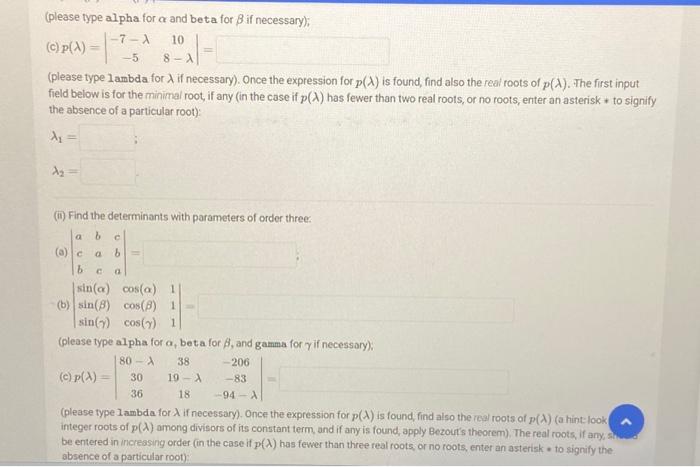 (Determinants). Please carefully read the following | Chegg.com