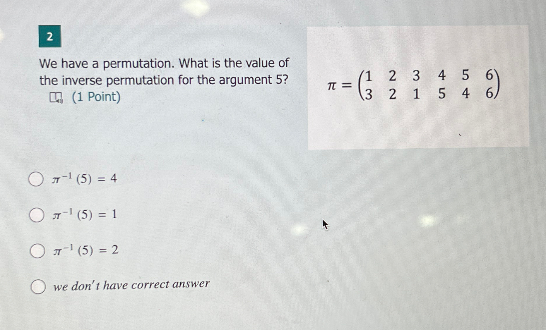 Solved We have a permutation. What is the value of the | Chegg.com