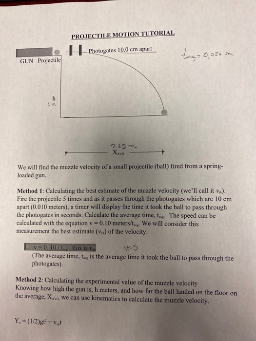 Solved PROJECTILE MOTION TUTORIAL + Photogates 10.0 cm apart | Chegg.com