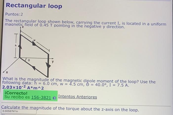 Solved The rectangular loop shown below, carrying the | Chegg.com