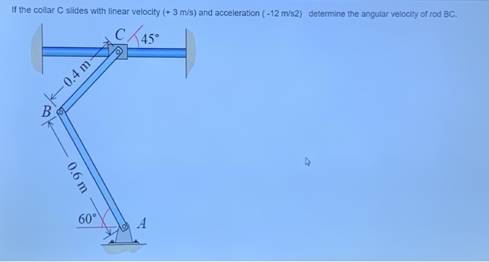 Solved If the collar C slides with linear velocity (+ 3 m/s) | Chegg.com