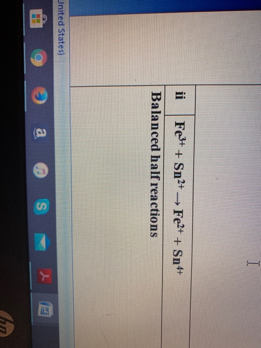 Solved Fe3+ + Sn2+ → Fe2+ + Sn4+ Balanced half reactions | Chegg.com