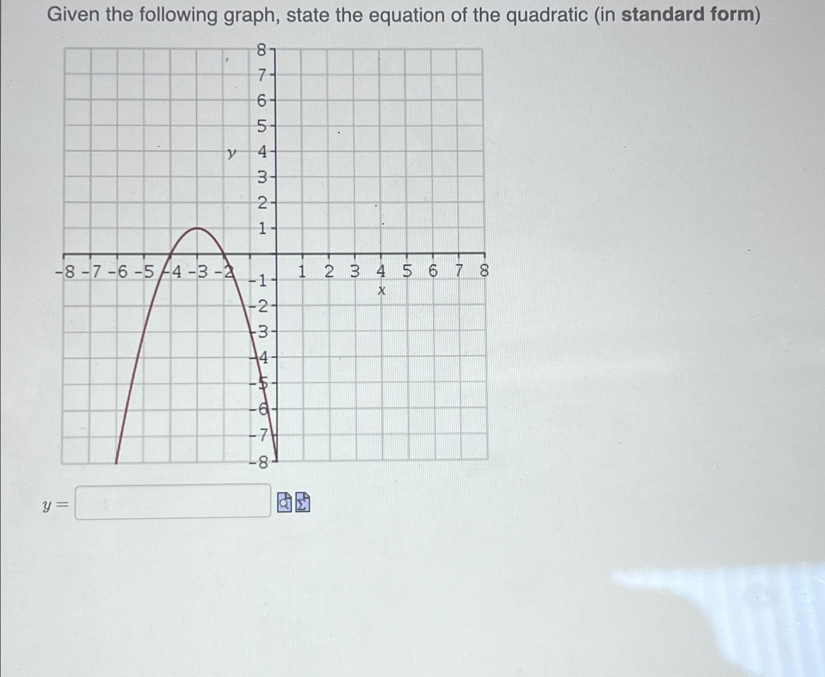 Solved Given the following graph, state the equation of the | Chegg.com