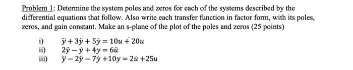 Solved Problem 1: Determine the system poles and zeros for | Chegg.com
