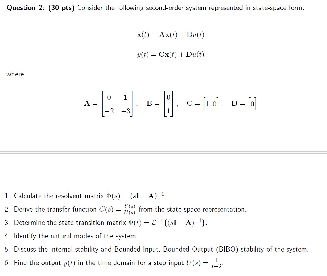 Solved Question 2: (30 ﻿pts) ﻿Consider the following | Chegg.com