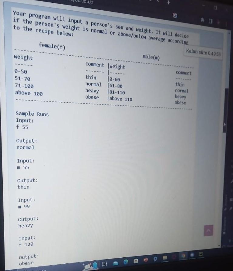 Solved Your program will input a person's sex and weight. It | Chegg.com