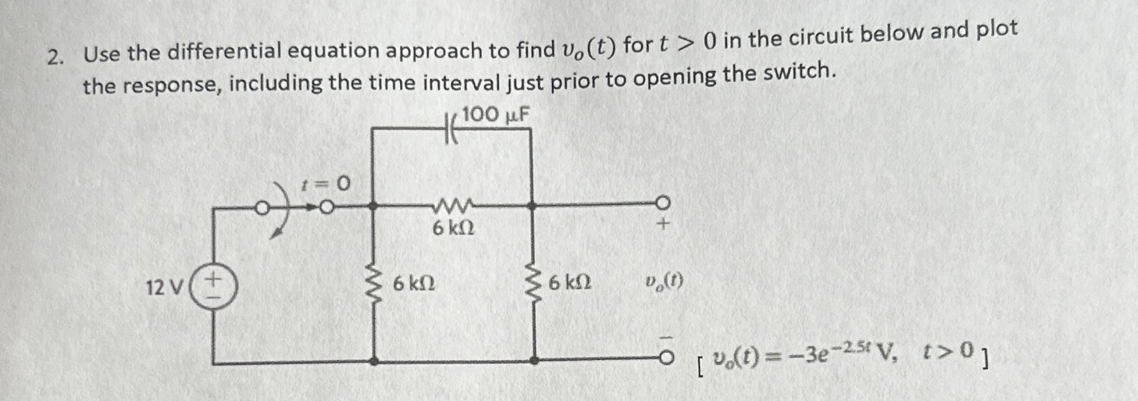 Solved Use the differential equation approach to find vo(t) | Chegg.com