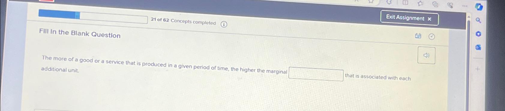 Solved 21 ﻿of 62 ﻿Concepts completed (i)Exit Assignment | Chegg.com