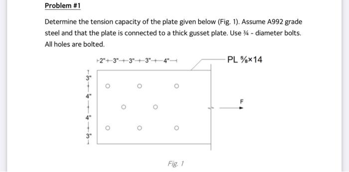 Solved Problem #1 Determine the tension capacity of the | Chegg.com