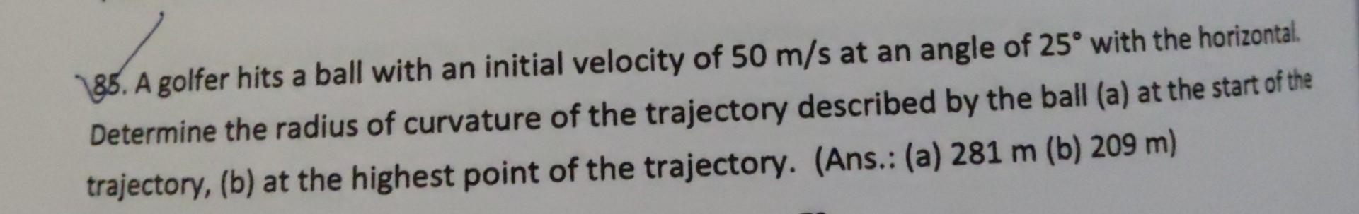 Solved A golfer hits a ball with an initial velocity of 50ms | Chegg.com