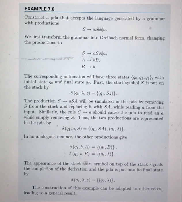 Solved 7. (15pts) Prove that the PDA in Example 7.6 | Chegg.com