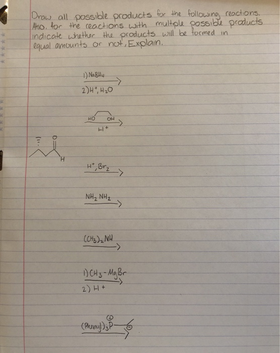 Solved Draw all possible products for the following | Chegg.com