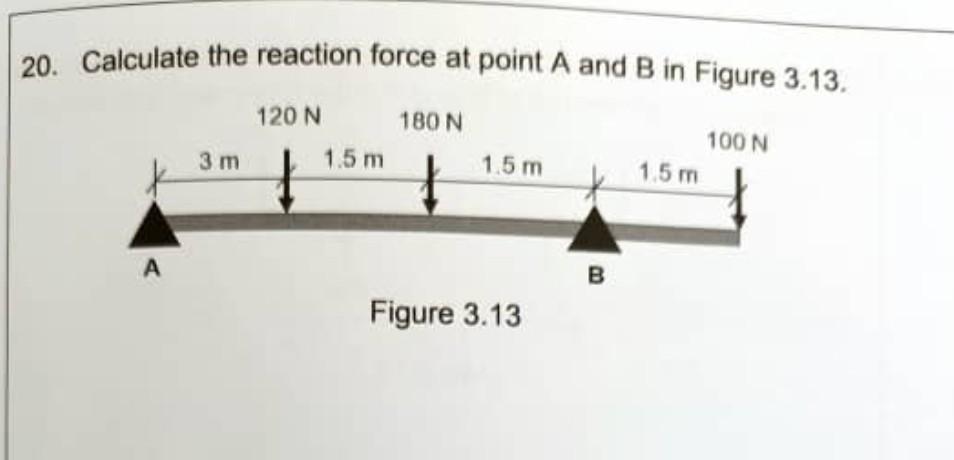 Solved 20. Calculate the reaction force at point A and B in | Chegg.com