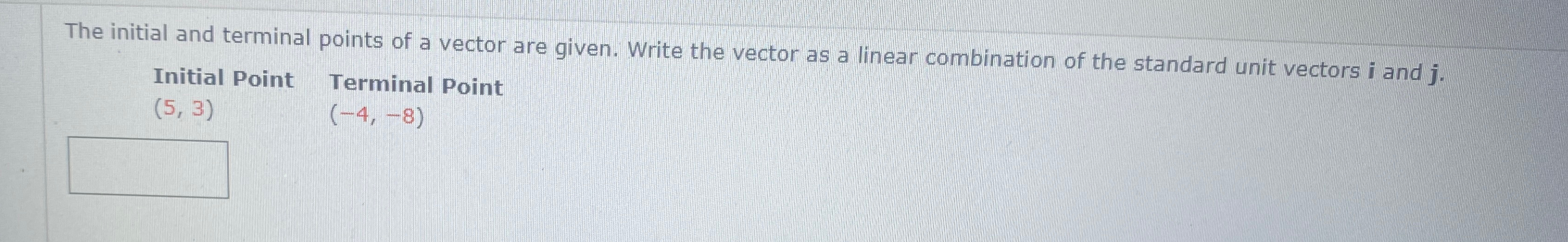 Solved The initial and terminal points of a vector are | Chegg.com