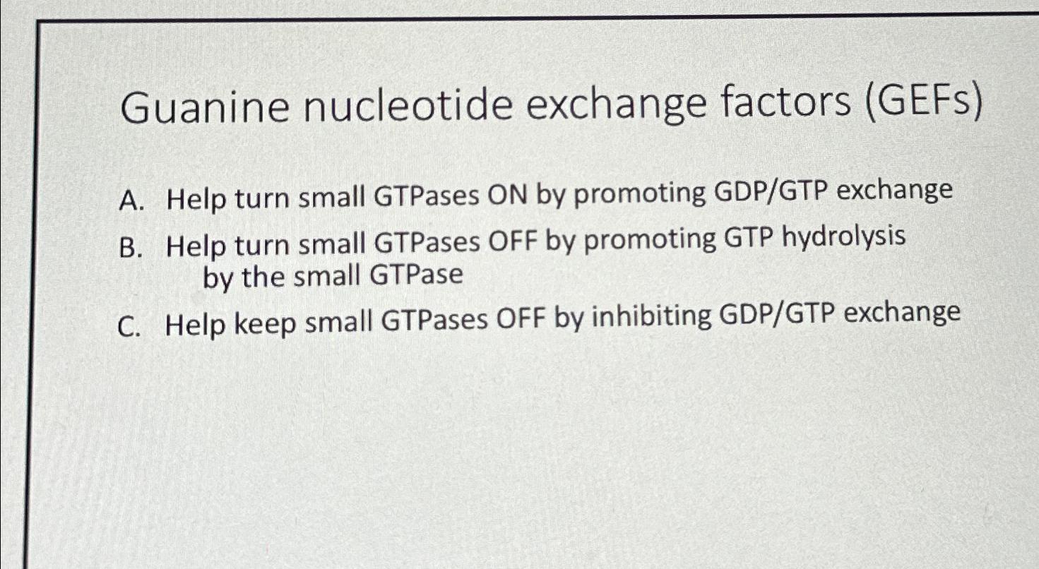 Solved Guanine nucleotide exchange factors (GEFs)A. ﻿Help | Chegg.com