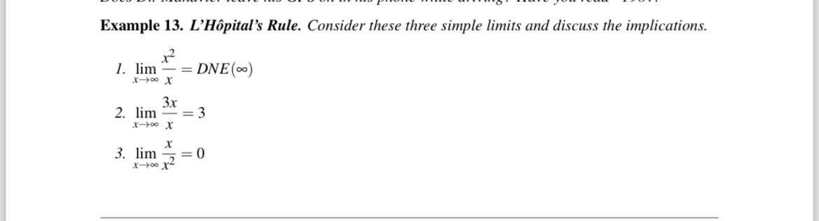Solved Example 13. ﻿L'Hôpital's Rule. Consider these three | Chegg.com