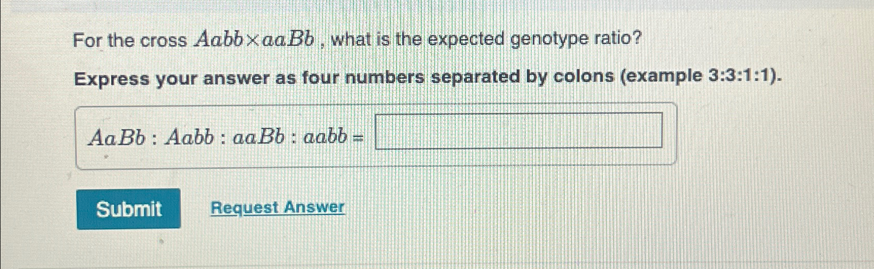 Solved For the cross Aabb×aaBb, what is the expected | Chegg.com