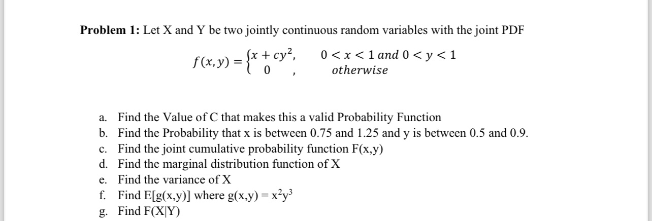 Solved Problem 1: Let x ﻿and Y ﻿be two jointly continuous | Chegg.com