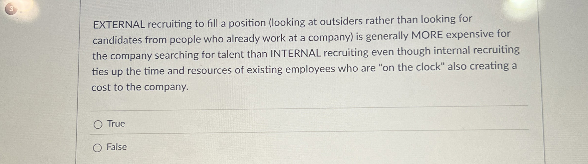 Solved EXTERNAL recruiting to fill a position (looking at | Chegg.com