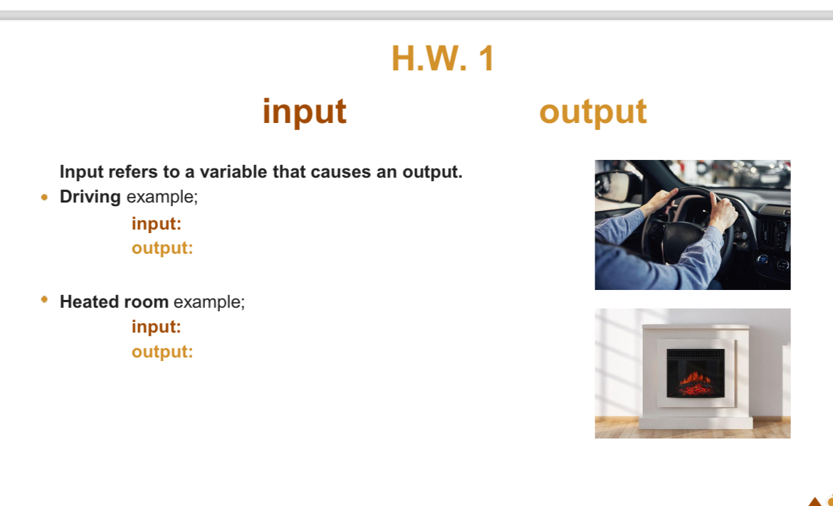 Solved H.W. 1inputoutputInput refers to a variable that | Chegg.com
