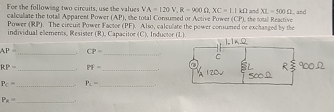 Solved AP=CP=RP=PF=PC=PL=PR=For the following two circuits, | Chegg.com