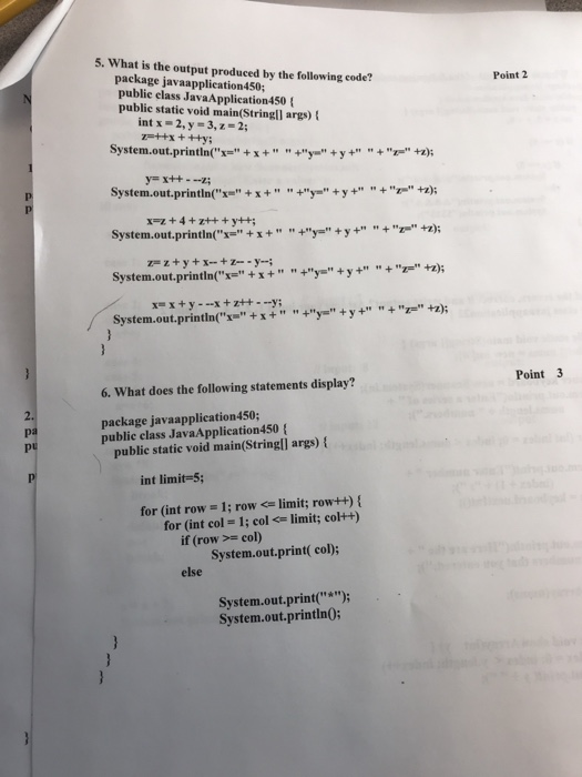 Solved Point 2 5. What is the output produced by the | Chegg.com