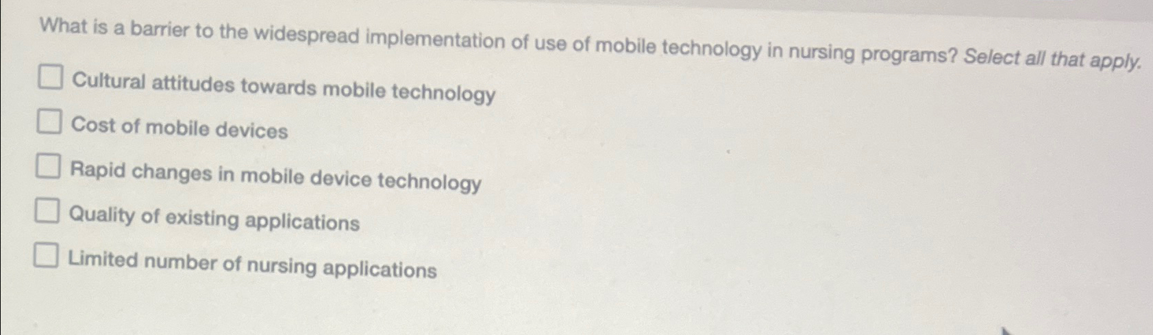Solved What is a barrier to the widespread implementation of | Chegg.com