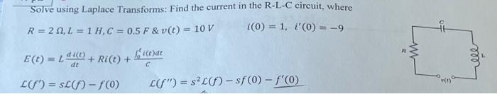 Solved Solve using Laplace Transforms: Find the current in | Chegg.com