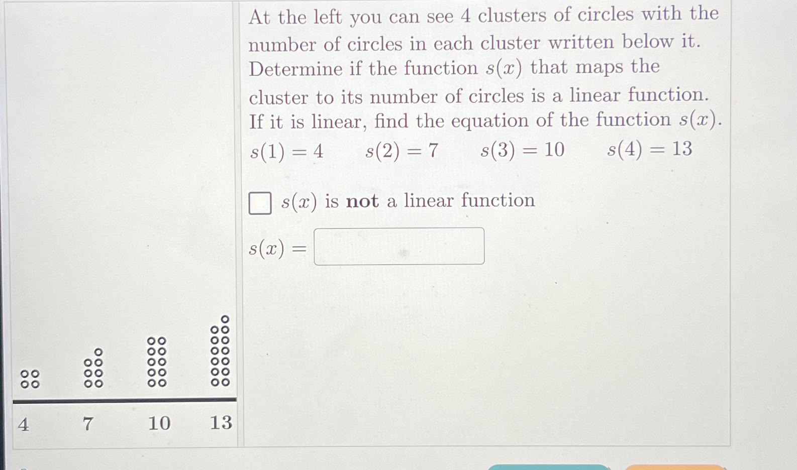 Solved At the left you can see 4 ﻿clusters of circles with | Chegg.com