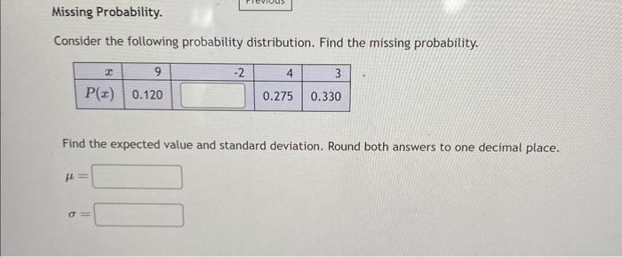 Solved Consider the following probability distribution. Find | Chegg.com