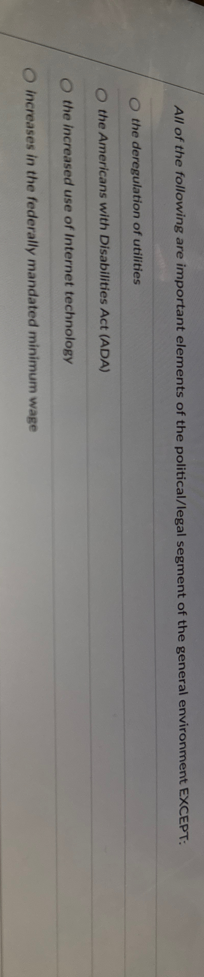 Solved All of the following are important elements of the | Chegg.com