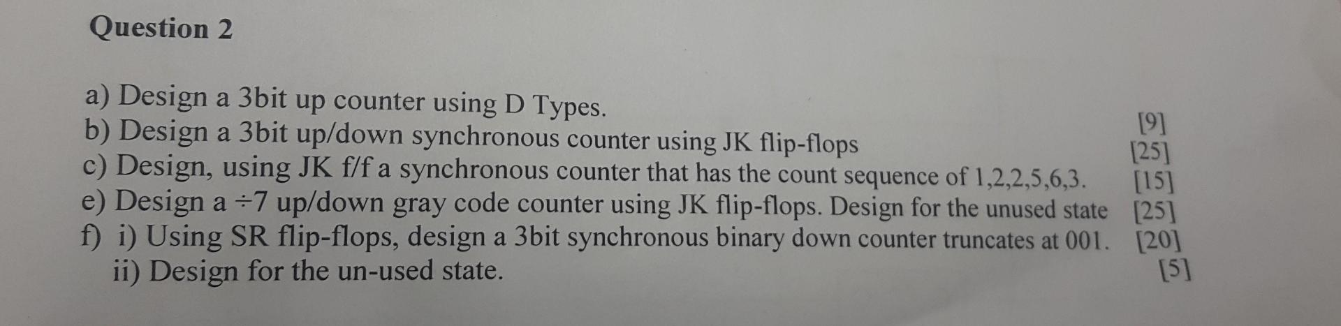 Solved Question 2 a) Design a 3bit up counter using D Types. | Chegg.com