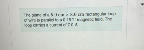 Solved The plane of a 5.0cm×8.0cm ﻿rectangular loop of wire | Chegg.com