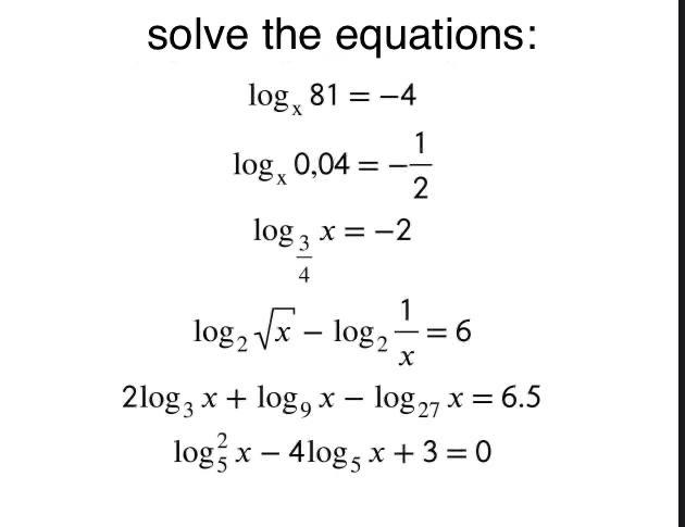 Solved solve the equations: log 81-4 1 log 0,04 =-- 2 log 3 | Chegg.com