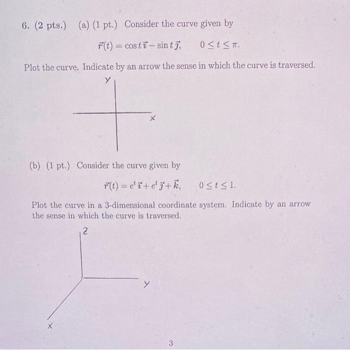 Solved 6. (2 pts.) (a) ( 1 pt.) Consider the curve given by | Chegg.com