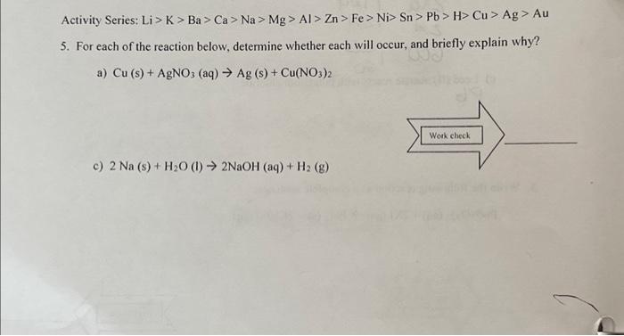 Solved Activity Series: | Chegg.com