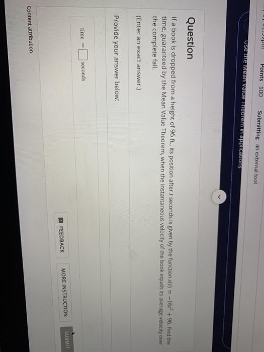 Solved 11.Jul Points 100 Submitting an external tool use the | Chegg.com